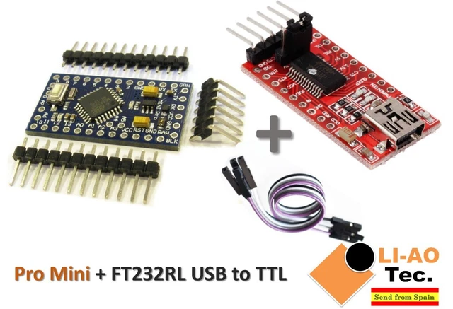 PRO MINI ATMEGA328P 5V/16MHz + FTDI FT232RL USB to TTL Serial Converter ...