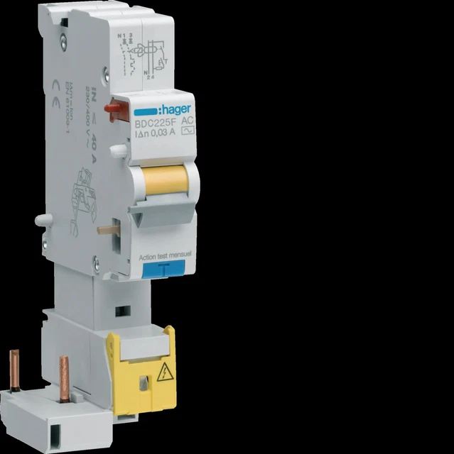 BLOC DIFFÉRENTIEL HAGER BDC225F 25A 30mA 1P+N type AC à bornes décalées EUR 69,99 - PicClick FR
