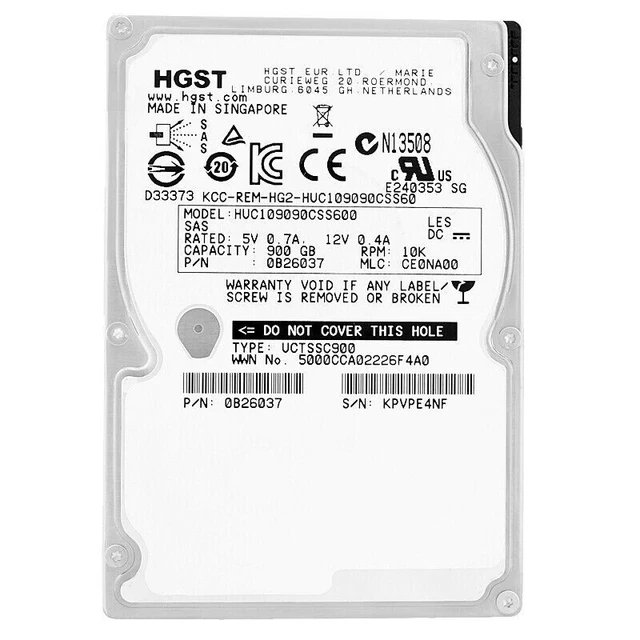 DISQUE DUR HGST Ultrastar C10K900 HUC109090CSS600 900GB 10K 64MB SAS-2 ...