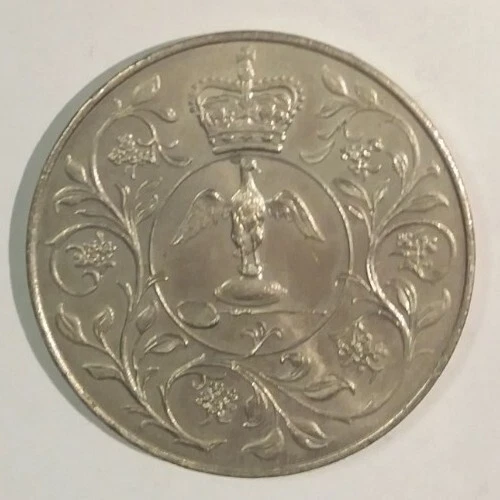 BRITISH QUEEN ELIZABETH II Silver Jubilee Coin 1977. 25 Pence. Crown. £ ...