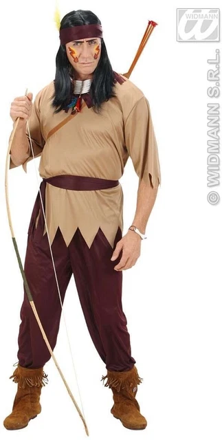 MENS INDIAN COSTUME Wild West Native American Red Apache Fancy Dress ...