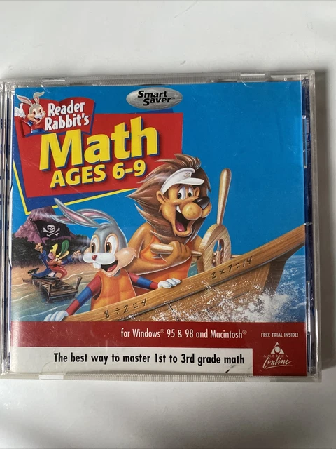 READER RABBIT'S MATH Ages 6-9 PC CD-Rom 2001 Windows Mac kids game B3 ...