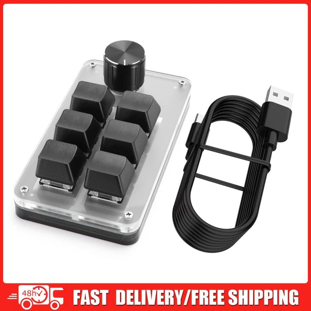 6 KEY 1 Knob Programming Macro Custom Knob Keyboard Mechanical Keypad(Black USB) EUR 17,72 ...