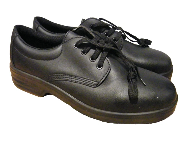 MENS WORK SHOES Black Derby Steel Cap Safeway Professional Lace Up Size ...