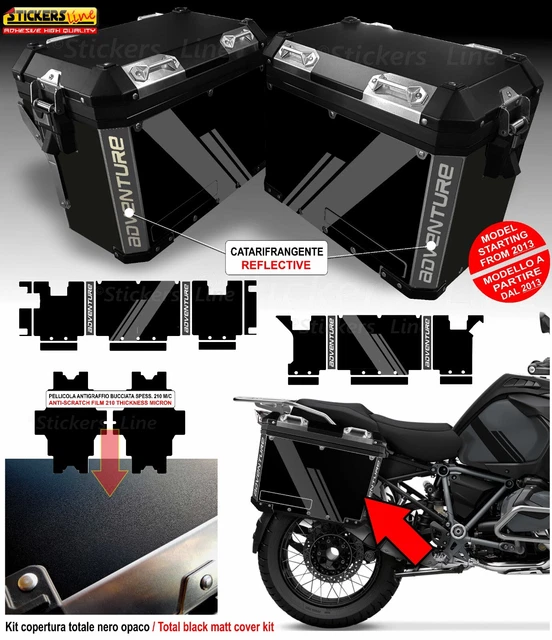 KIT COMPLET ADHÉSIFS Valises BMW 1250 GS Adventure Modèle Triple Black ...