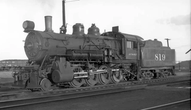 AT&SF SANTA FE Railroad locomotive engine No. 819 type 2-8-0 OLD TRAIN ...