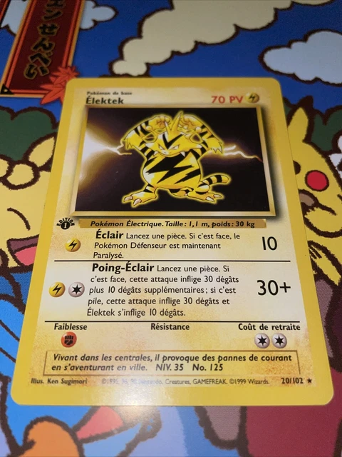 CARTE POKÉMON ELEKTEK 20/102 Rare Set de Base Wizards EDITION 1 FR EUR ...