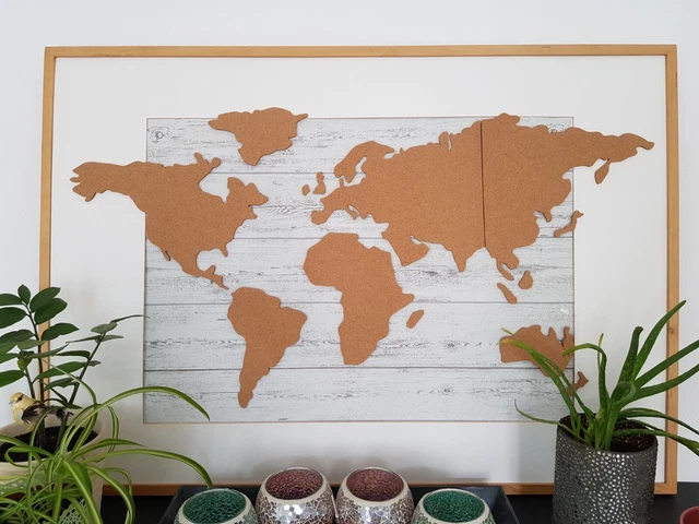 KORK WELTKARTE / World Map Puzzle aus Cork ca. 100 X 45 cm "DIY" selber ...