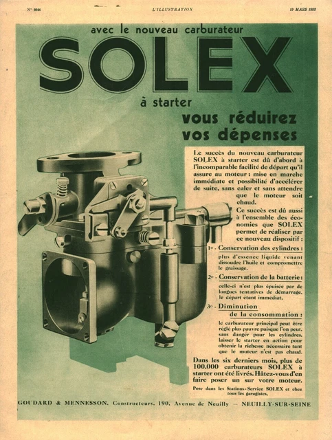 PUBLICITÉ ANCIENNE CARBURATEUR Solex 1932 issue de magazine EUR 8,50 - PicClick FR