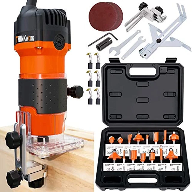 COMPACT ROUTER 6.5-AMP 1.25 HP Wood Palm Router Tool Kit, Wood Trimmer ...