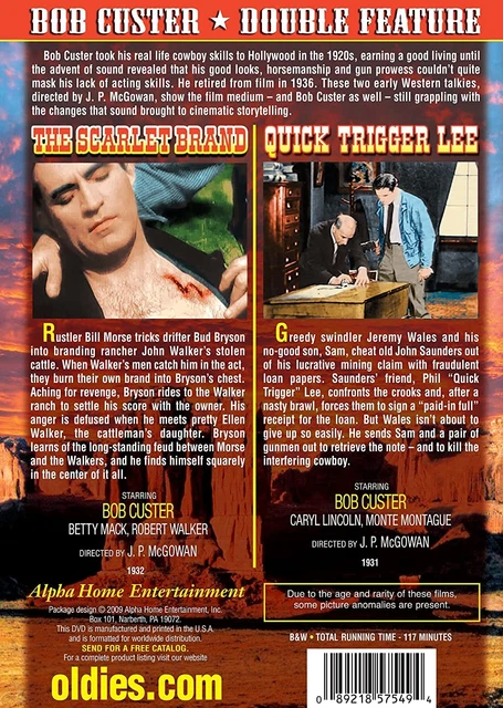 BOB CUSTER DOUBLE Feature: The Scarlet Brand (1932) / Quick Tr (DVD) (US IMPORT) £13.57 ...