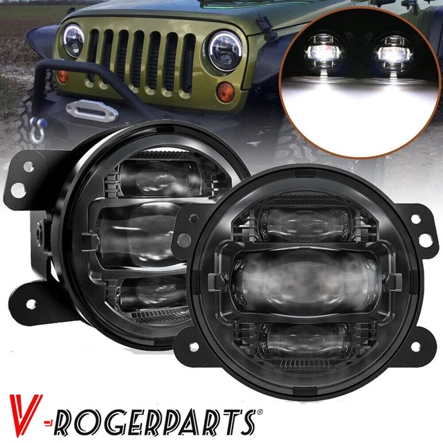 PAIR 4& INCH LED Fog Lights Front Bumper Driving for Jeep Wrangler JK ...