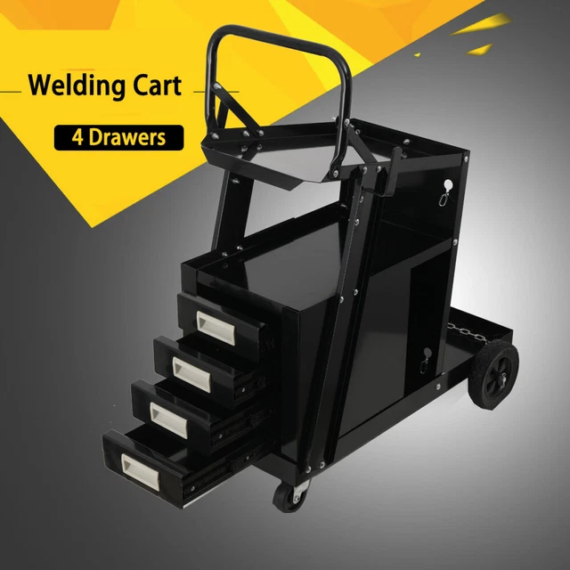 SCHWEISSWAGEN WERKSTATTWAGEN SCHWEISSGERÄTEWAGEN Schweißmobil Wagen 4 Schubladen EUR 117,81 ...