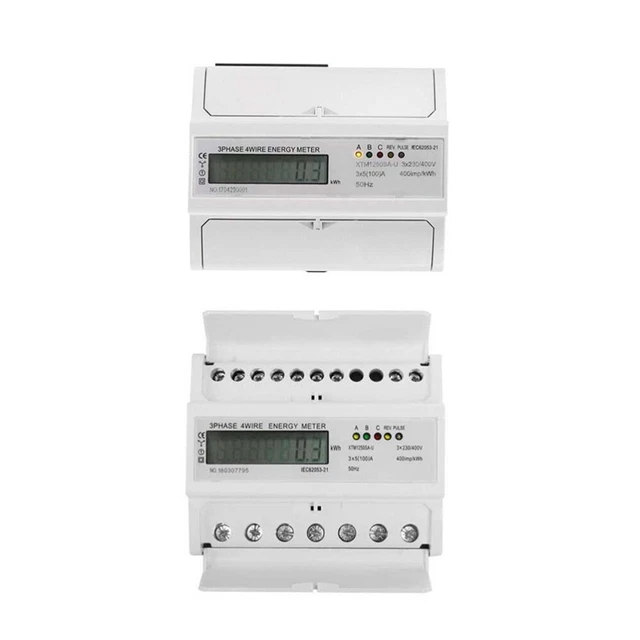 MISURATORE DI ENERGIA 3 fasi 4 fili display LCD rotaia volt ...