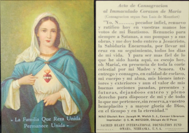 OLD BLESSED IMMACULATE Heart Of Mary Holy Card Usa Andachtsbild Santini ...