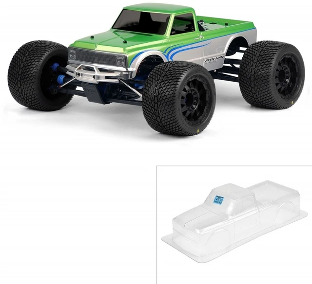 PRO-LINE 1/8 1972 Chevy C-10 Long Bed Clear RC Monster Truck Body ...