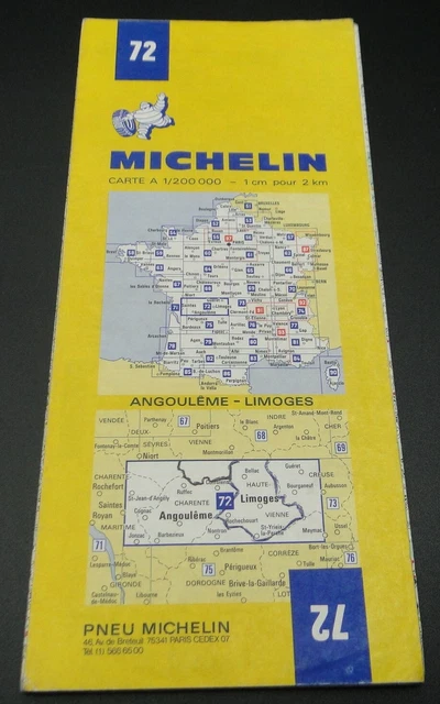 OLD MICHELIN ROAD map 1973 France Angoulême Limoges n 72 $7.96 ...