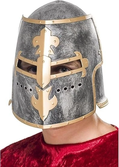 SMIFFYS MEDIEVAL CRUSADER Helmet, Silver with Moveable Face Shield ...