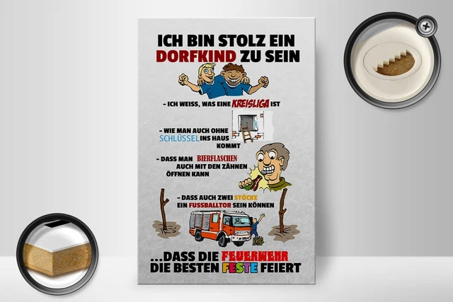 HOLZSCHILD SPRUCH 20X30 cm Stolz Dorfkind zu sein Holz Deko Schild ...