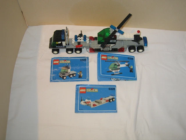 LEGO 6328 POLIZEI Tieflader mit Helikopter Bauanleitungen ungelocht von ...