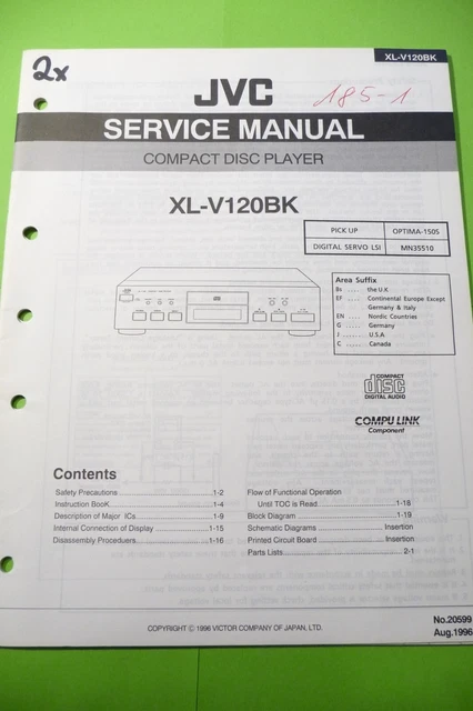 SERVICE MANUAL-ANLEITUNG FÜR JVC XL-V120 BK ,ORIGINAL ! EUR 10,00 - PicClick DE