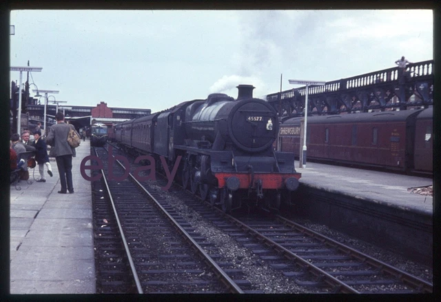 ORIGINAL 35MM SLIDE - ex LMS Jubilee 45577 'Bengal' waits at Shrewsbury ...