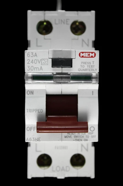 MEM 63 AMP 30mA DOUBLE POLE RCD TYPE A A63HE £69.46 - PicClick UK
