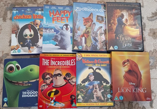 8 DISNEY AND Pixar dvd's, The Lion King, The Incredibles, Beauty and ...