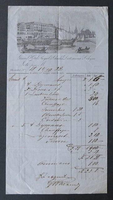 GRAND HOTEL ROYAL DE CHARLES COLOGNE DIETZMANN Invoice Beautiful ...