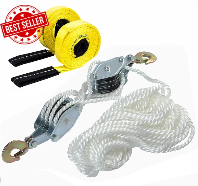 HEAVY-DUTY 4,000 LB Breaking Strength 65 FT Rope Hoist (Rope Hoist and ...