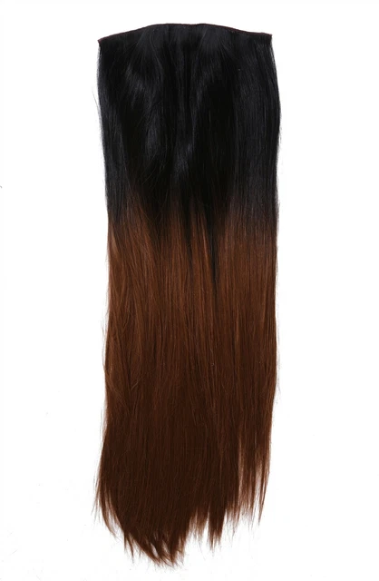 DEMI-PERRUQUE CLIP-IN POSTICHE Extension Long Lisse Ombre Noir Rouge ...