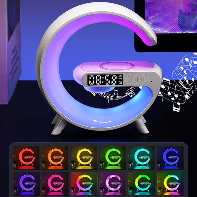 SMART G LAMP Wireless Charger Bluetooth Speaker RGB Alarm Clock Night ...