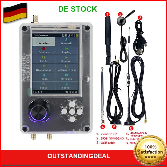 HACKRF ONE + PortaPack Mejorado H2 3.2" LCD + Carcasa de Plástico + 5 ...