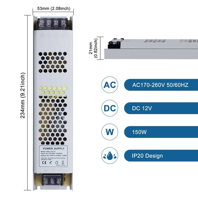 VARICART TRANSFORMATEUR 220V 12V LED 150W 12.5A Ultra-mince IP20 Drivers LED ... EUR 35,99 ...