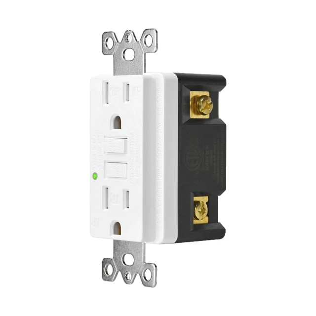 SAFETY 15A GFCI GFI Outlet Receptacle with Wall Plate LED Indicator ...