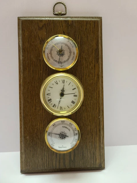 VINTAGE FRENCH WEATHER Station Wall Clock Barometer Hygrometer Set ...
