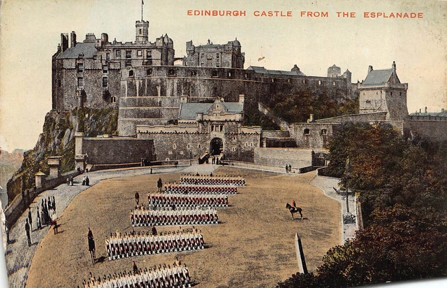 EDINBURGH CASTLE FROM The esplande Scottish Soldiers on Parade Vintage ...