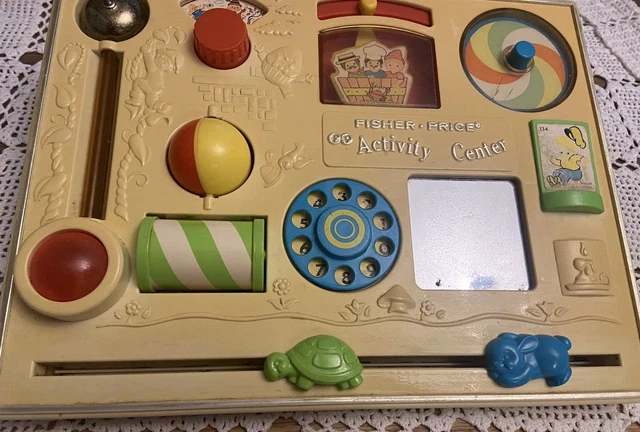 VINTAGE RETRO FISHER Price Activity Centre Cot Toy. 1970's. Back ...