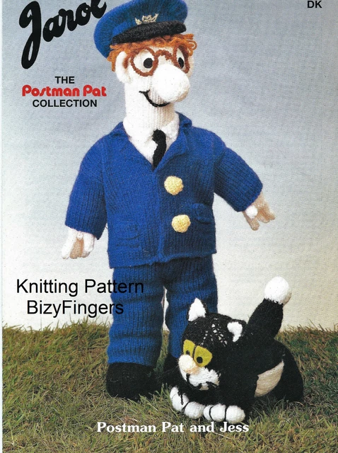 BOYS GIRLS POSTMAN Pat Jess Cat Toy KNITTING PATTERN DK 46cm & 15cm tv ...