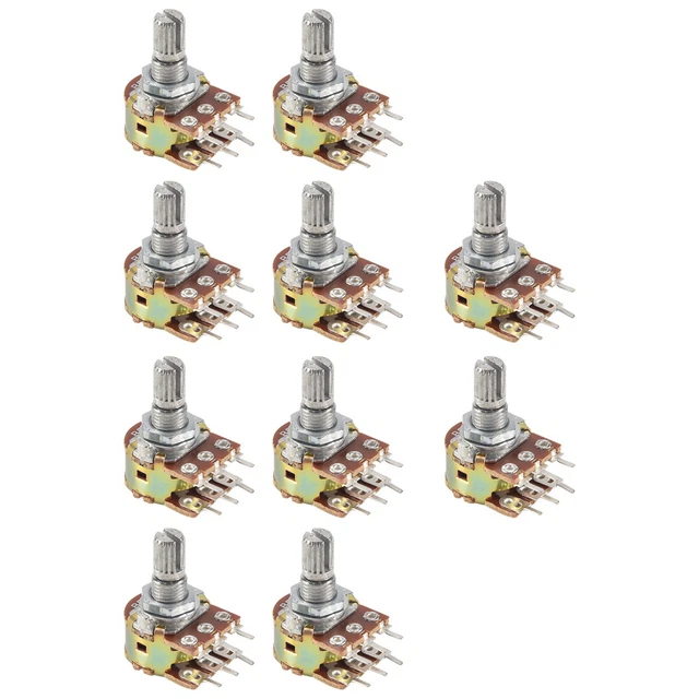 2X(10PCS TOP ADJUSTMENT Linear Dual Knurled Shaft Potentiometer 50K ...