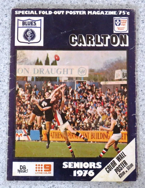 1976 FOLD-OUT COLOUR VFL Team Poster: CARLTON (Blues) - 83cm x 55cm $12 ...