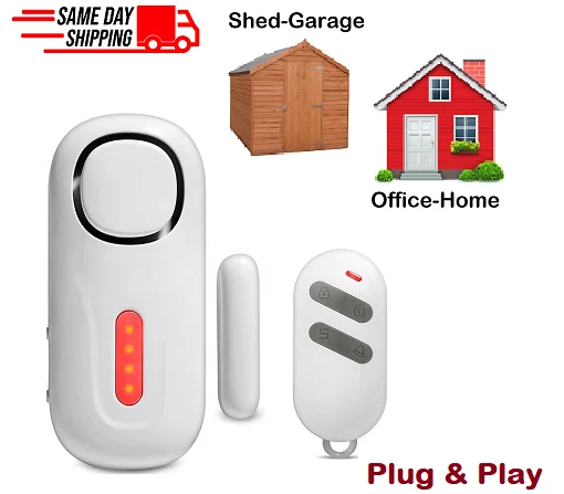 HOME-GARAGE-OFFICE-SHED-SHOP EASY-FIT WIRELESS Remote Alarm Door Sensor ...