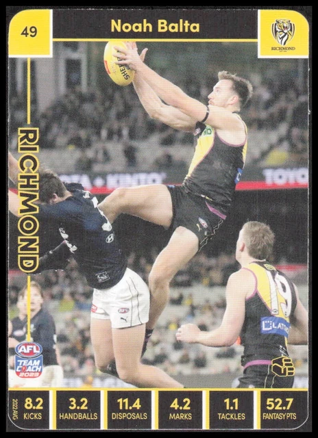AFL 2023 TEAM Coach Richmond Noah Balta 49 21 Football Trading Card CB ...