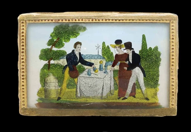 BOITE ROMANTIQUE ESCAMOTEUR MAGICIEN vers 1830 / CONJURER cup and balls ...