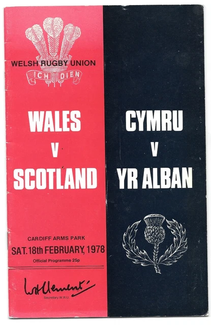 RUGBY UNION FIVE Nations Championship Wales v Scotland 1978 Programme £ ...