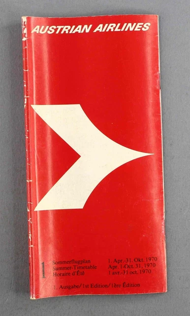 AUSTRIAN AIRLINES AIRLINE Timetable Summer 1970 Os Austria Flugplan 1St ...