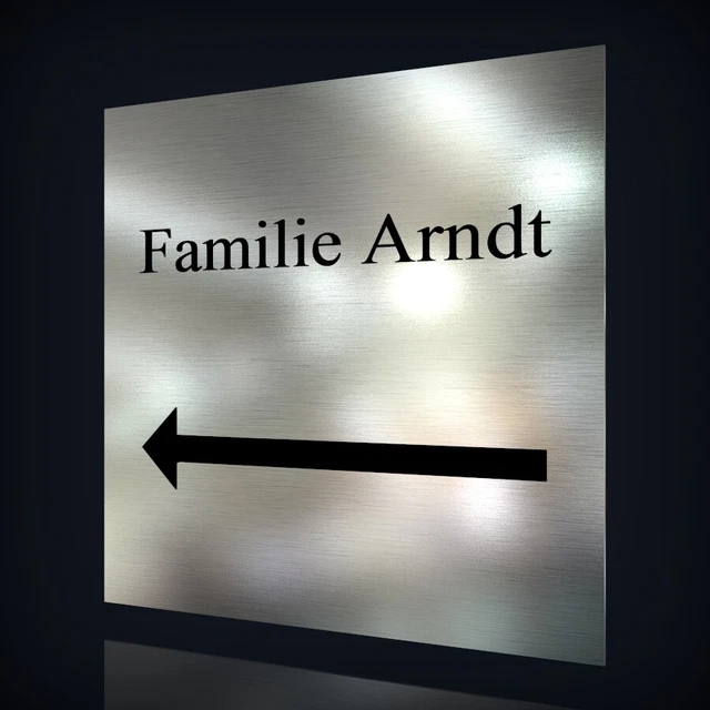 EDELSTAHL TÜRSCHILD NAMENSSCHILD Hinweisschild Mit Pfeil & Text Nach ...