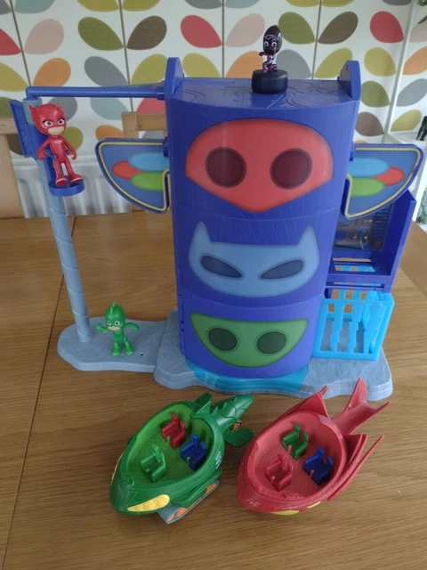 PJ MASKS HUGE Bundle Headquarters Tower Playset Figures Cars Vehicles ...