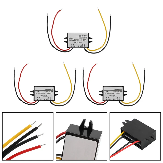 WATERPROOF DC-DC CONVERTER 24V 36V 48V Step Down to 12V Power Supply ...