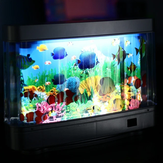 DECORATIVE DESKTOP FISH Tank Lamp with Dynamic LED Lights for Living ...